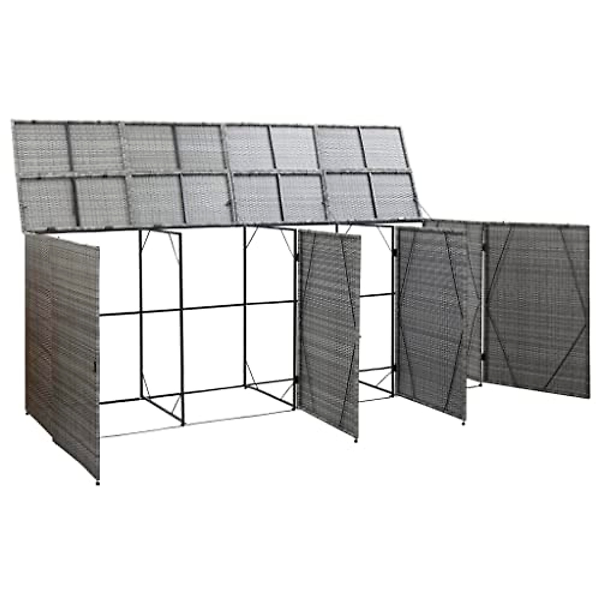 Quadruple Wheelie Bin Shed,Garbage Bin Shed,Outdoor Garden Patio Storage Shed,for Garbage Cans,Bin Shed for Patio Backyard Garden Anthracite 120.1"x30.7"x47.2" Poly Rattan