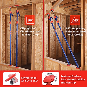 WORKPRO Cabinet Jack Support Pole, 54-114 Inches Steel Telescopic Quick Support Rod Adjustable 3rd Hand Support System with 154 lbs Capacity for Cabinet Jack, Drywall Jack& Cargo Bars, 2-Pack