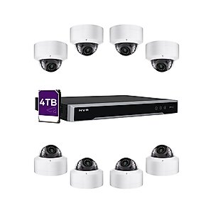 LINOVISION POE Security Camera System with 16 Channel 4K Hik Connect NVR, 4TB HDD, (8) 6MP Outdoor PoE Dome Cameras with Mic for One Way Audio, Guarding Vision App, Surveillance for Business