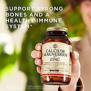 Solgar Calcium Magnesium Plus Zinc - 250 Tablets, Pack of 3 - Promotes Healthy Bones, Supports Nerve & Muscle Function - Non-GMO, Vegan, Gluten Free - 250 Total Servings