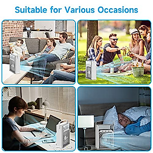 Portable Air Conditioner,4-In-1 Personal Air Cooler Mini Evaporative Fan, Portable AC Mobile Air Conditioner with 360°Rotation, 7 LED Light,3 Wind Speeds, 3 Spray Modes for Office Desk Bedroom Kitchen
