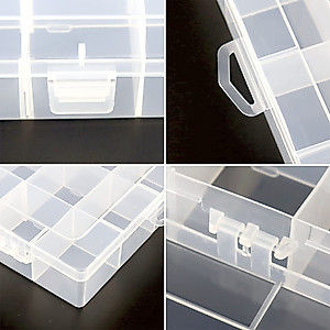 Organizer Box with Parkical Adjustable Dividers, 28 Grids Plastic Storage Container for Jewelry, Craft DIY, Bead Organizer, Sewing, Dip Powder, Hair Accessories (3 Pack 28 Compartment Organizer Box)
