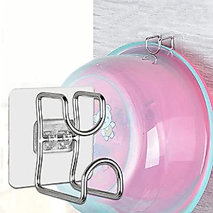 InfantLY Bright Wall Mounted Washbasin Hook Hair Dryer Holder , Heavy Duty Strong Self-Adhesive Waterproof Reusable Robe&Towel Hooks Sticky Hanger Multi-Purpose Hook Kitchen Washroom Bathroom (007)