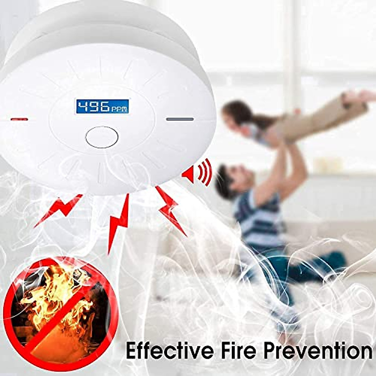 3 Pack 10 Year Battery Operated Smoke Detector and Carbon Monoxide Detector, Travel Portable Photoelectric Fire Co Alarm for Home, Kitchen