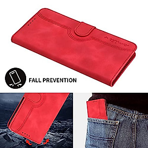 JLHYYXH Case for Sony Xperia 1 III, Premium Smile Magnetic Kickstand Shockproof Credit Card Slot Wallet Case Flip Cover Case for Sony Xperia 1 III-Red