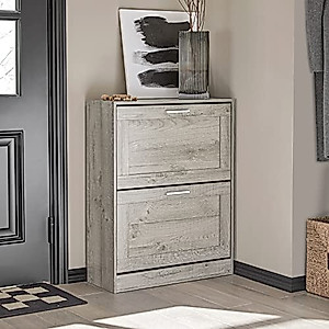 Haotian FSR137-HG, Grey 2 Drawers Shoe Cabinet Shoe Rack Shoe Storage Cupboard Organizer Unit