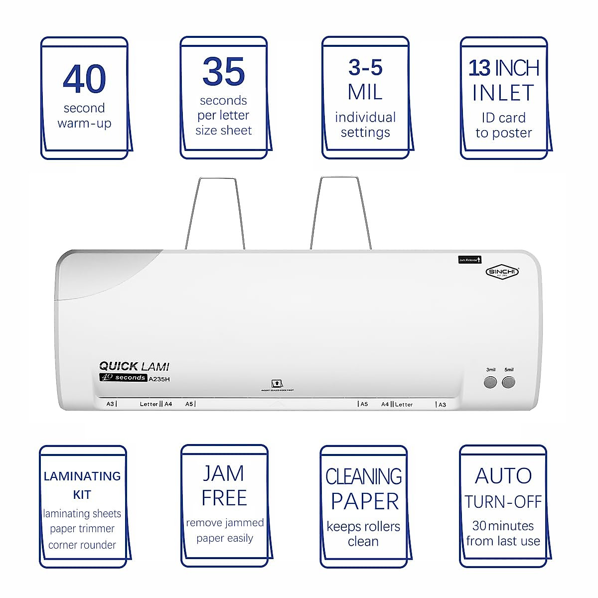 SINCHI 40-Second Warm-up, High Speed, 13-inch Laminating Machine for Business/Office/School/Home, Never Jam Thermal Laminator Machine with Laminating Sheets Starter Kit