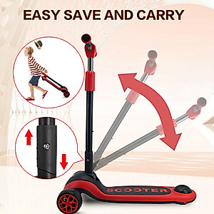 3 Wheels Scooter for Big Kids Teenagers Ages 6-18 Years Extral Wide Deck 4 Adjustable Height and Foldable Handlebar LED Flashing Glider Push Scooter Best Gifts for Boys Girls…