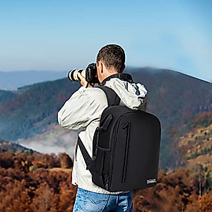 Cwatcun Camera Backpack with Extra Storage, DSLR SLR Water Resistant Camera Bag with 15.6" Laptop Compartment Fits Canon Nikon Sony Camera, Camera Case with Tripod Holder for Women Men Photographer