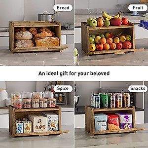 Acacia Wood Bread Box for Kitchen Countertop, Large Wooden Bread Storage Container, with Clear Window Back Air Vent and Anti-falling Design, Bread Boxes for Keeping Food Fresh in Home and Kitchen