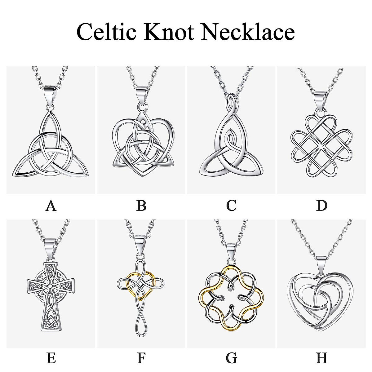 925 Sterling Silver Pendant Necklaces Dainty Simple Good Luck Irish Celtic Knot Triangle Necklaces