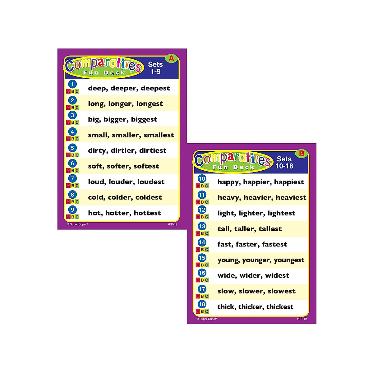 Super Duper Publications | Comparatives Fun Deck Flash Cards | Educational Learning Resource for Children