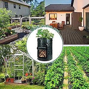 Potato Grow Bags with Flap and Handles，10 Gallon Garden Vegetable Planter，Fabric Plant Planter Pots for Potato, Carrot, Onion, Tomato and Vegetables with Heavy Duty（4 Pack）