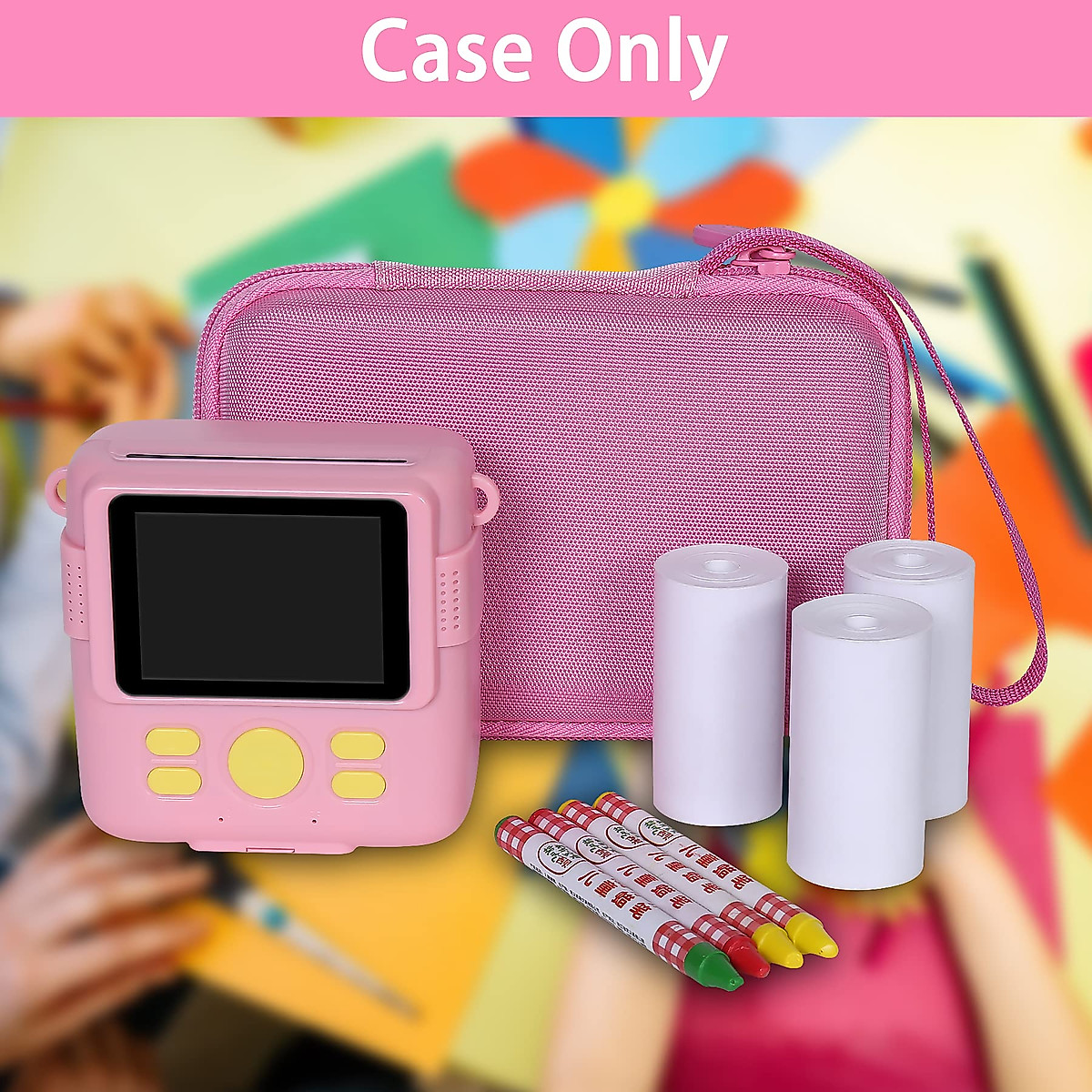 Aenllosi Kids Camera Case for Anchioo/for ESOXOFFORE Instant Print Camera Toys,Kids Selfie Digital Camera Photo Paper & Color Pen Holder (Pink,Case Only)