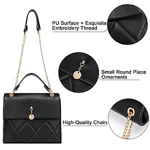 CLUCI Crossbody Bags for Women Small Vegan Leather Designer Handbags Leather and Metal Chain Strap, Ladies Shoulder Bag Black