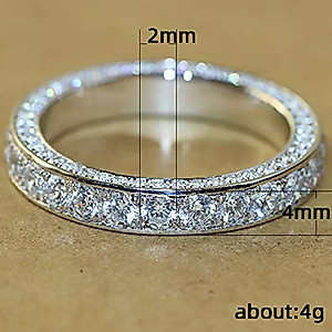 Gixaxak 925 Sterling Silver Cubic Zirconia Full Eternity Stackable White Clear CZ Eternity Ring Anniversary Wedding Engagement Band Ring Size 6-10 7