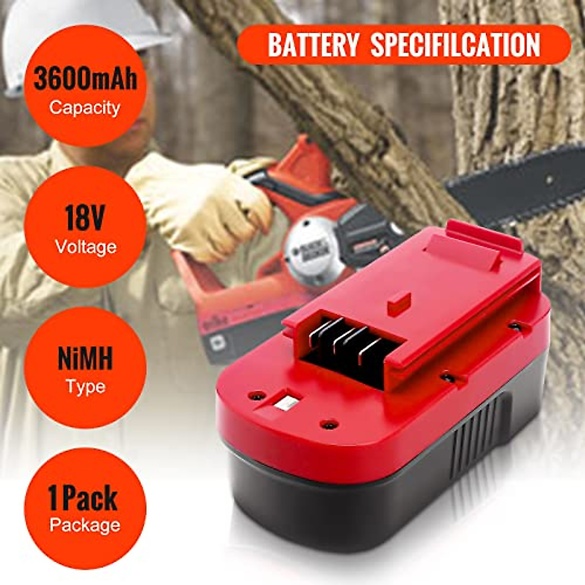 3.6Ah Ni-Mh Replacement Battery HPB18 Compatible with Black and Decker 18V HPB18 FS18FL FSB18 A1718 FEB180S A18 A18E 244760-00 A18NH FS18FL FS180BX FS18BX Firestorm Power Tools