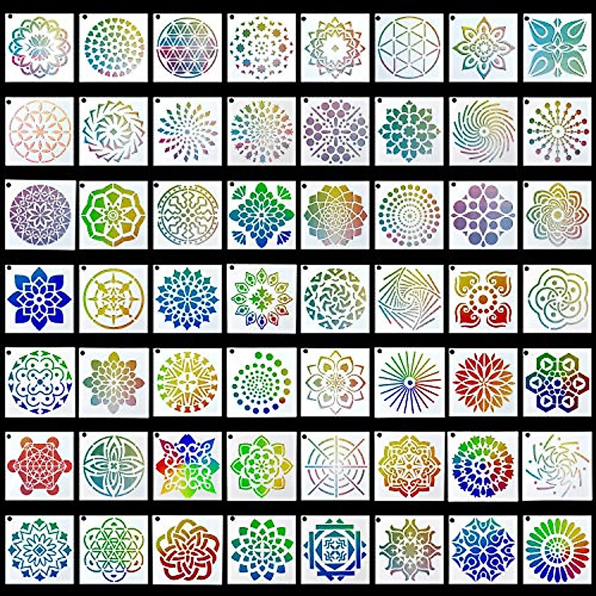 56 Pack Mandala Dot Painting Templates Stencils Perfect for DIY Rock Painting Art Projects (3.6x3.6 inch)