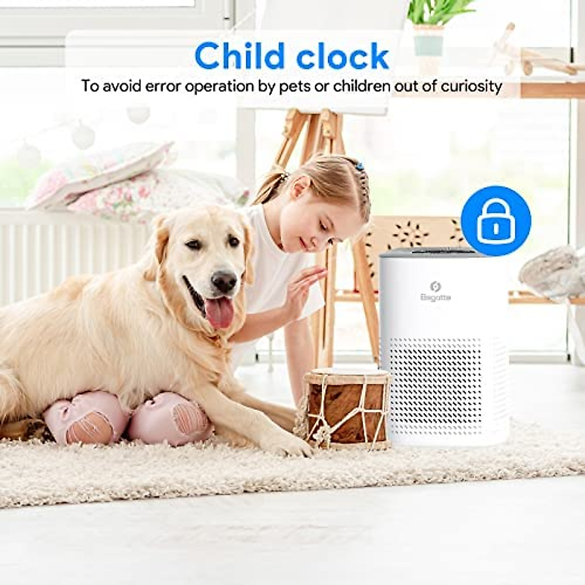 Air Purifier for Home Large Room,Bagotte True H13 HEPA Air Purifier Up to 880 Ft² in |3-Stage Filtration Air Cleaner|Remove 99.97% to 0.3mic|Ozone-Free