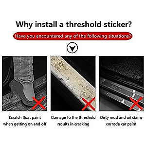 Car Door Sill Stickers for Honda Accord Threshold Protector Carbon Fibre Leather (black)