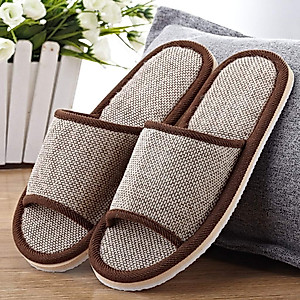 Aniywn House Slipper Cotton Flax Slippers for Women and Men Open Toe Memory Foam Washable Casual Indoor Outdoor Home Slippers