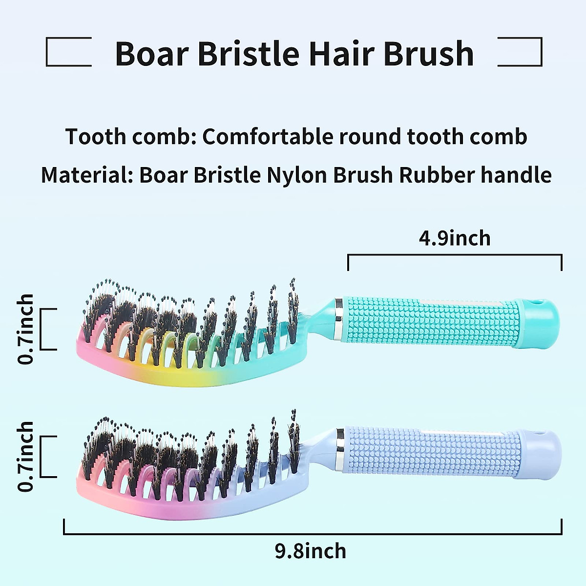 2 Pack Detangling Brush Getting Knots Out without Pain Adds Shine and Makes Hair Smooth,Detangler Boar Bristle Hair Brush for Adult & Kids Wet or Dry Hair(Green&Blue)