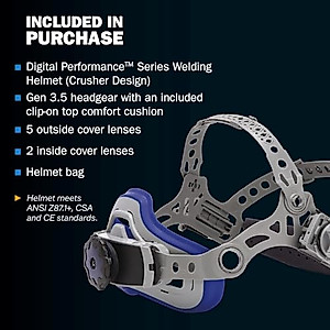 Miller 289808 Digital Performance Welding Helmet (Crusher) - Auto-Darkening Welding Helmet with Clearlight 2.0 Technology - Lightweight Welding Hood - Welding Mask Head Protection Gear