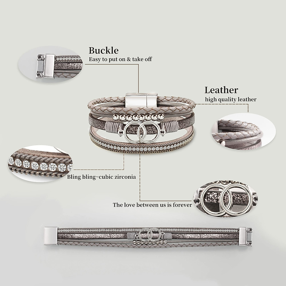 Btysun Gifts for Women Bracelets for Her Wife Wrap Boho Wrap Mom Daughter Bracelet Gifts for Mom from Son