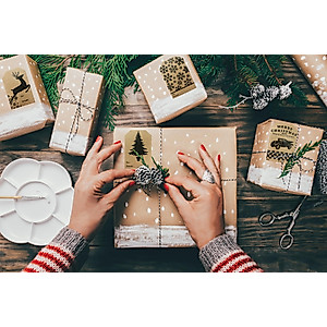 Natural Kraft Gift Tags Holiday Present Stickers 4 Different Designs 2 x 3 Inch 100 Total Labels