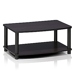 Furinno Turn-N-Tube No Tools 2-Tier Elevated TV Stand, Plastic Round Tubes, Dark Walnut