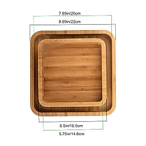 Plutreas Bamboo Pistachio Snack Bowl Nut Bowl with Shell Storage, Double Dish Pistachio Pedestal for Nuts, Peanut