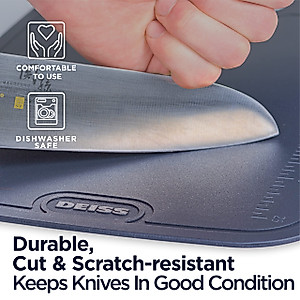 Deiss LUX Durable TPU Cutting Boards for Kitchen, Set of 2, Double-Sided Non-Slip Chopping Board, Built-in Ruler, Flexible Large Cutting Board, Deep Juice Grooves, Dishwasher Safe