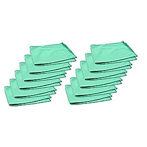 Real Clean 16x16 Green Microfiber Window Glass Cleaning Towels (Pack of 12)