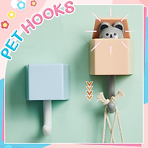 Weysat Creative Cat Key Hook (5Pcs), Cute Pet Adhesive Wall Hooks for Hat, Scarf, Towel, Bag, Waterproof ABS Material, Without Drilling, Kawaii Decorations for Home