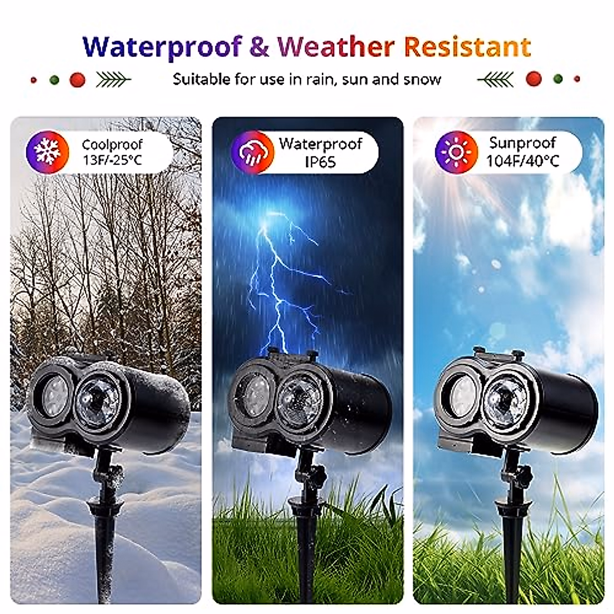 Temgin Christmas Projector Lights Outdoor, 2-in-1 48 HD Effects Patterns & 10 Ocean Wave Snowflake Projectors with Remote Control Timer, IP65 Holiday Light Projector for Xmas Halloween Home Party