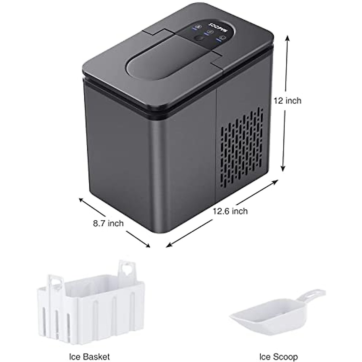 SOOPYK Ice Makers Countertop | Portable Ice Maker Cube | 27 lbs in 24 hrs | 9 Ice Cubes Per 5-8 Mins | Ice Maker Machine Self Cleaning Function | Ice Scoop and Basket,Stainless Steel