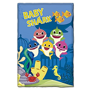 Warm Kids Bedding, Toddlers Boys Girls Flannel, Soft Plush Baby Blanket, Unisex Blanket Throw Fleece Baby Shark 60 X 40 inches, Green, Blue