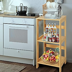 Bookcase Shelf 3 Tier, Small Bookshelf Organizer for Bedroom, Narrow End Table Side Table with Storage Shelves for Books Home Office, Chestnut