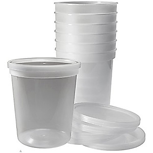 DuraHome - Deli food Storage Containers with Lids 32 oz, Quart Pack of 24 Leak-proof Freezer Safe Microwaveable Soup Storage Container - Clear Plastic Premium Quality