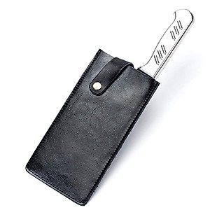 HERSENT PU Leather Knife Sheath, Universal Meat Cleaver Covers, Waterproof Butcher Chef Knife Edge Guards, Durable Wide Knife Protectors, Heavy Duty Kife Blade Shield Guard, 8.27”Lx3.9”W (Black)