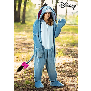 Fun Costumes Deluxe Adult, Eeyore Hooded Onesie Suit from Disney's Winnie The Pooh, Licensed Outfit for Halloween and Cosplay Small Blue