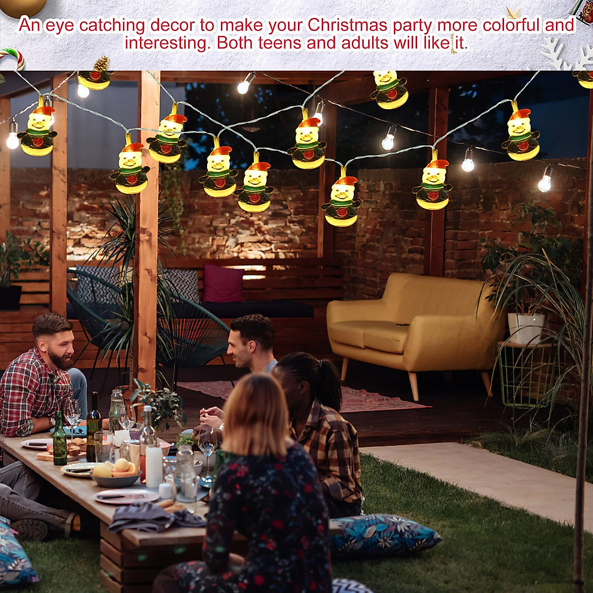 ibasenice Christmas Fairy Lights Christmas String Lights 10leds Snowman Fairy Lights Battery Operated Xmas Tree Garland Rope Light Lamp for Indoor Outdoor Wedding Party Garden Decoration