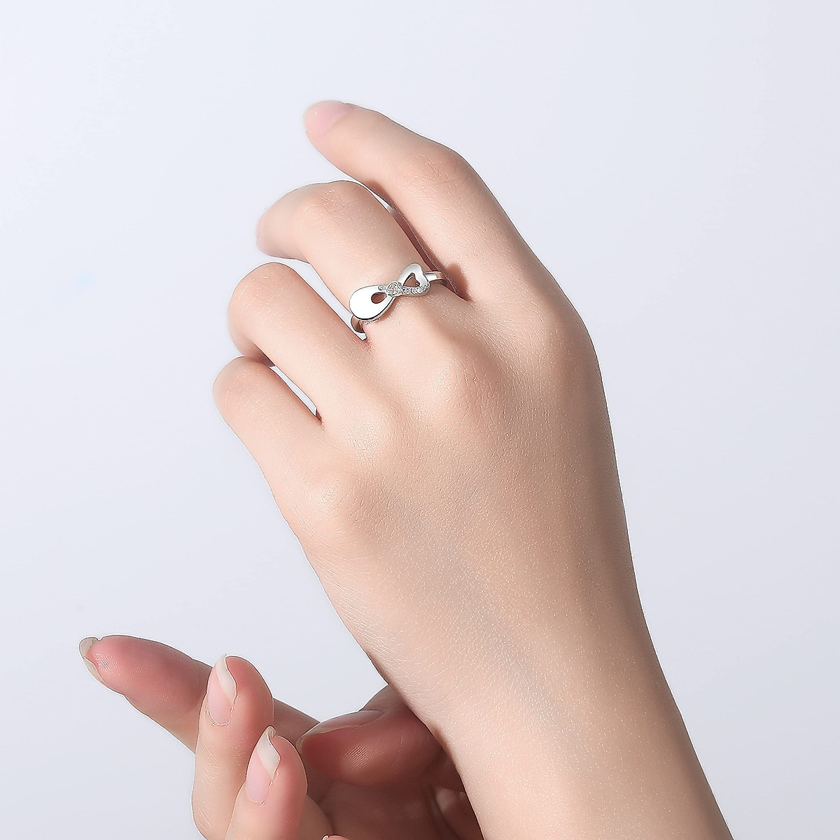 ZOEXUE Infinity Cremation Ring for Ashes - 925 Sterling Silver Urn Rings Memorial Keepsake Locket Rings for Hold Loved Ones Ashes Sister Mom