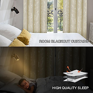 BUHUA Grommet Top Window Draps for Living Room Bedroom Curtains Energy Saving Room Darkening Impede Light Privacy Curtains, 52W x 84L, 2 Panels, Beige