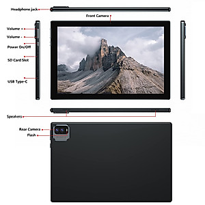 2024 Newest 10 inch tablet, Computer Tablets, Android Tablets with Case, 6GB+128GB+1TB Expand, Quad-Core, Dual Camera, IPS HD Touch Screen, BT 5.0, 2.4G+5G+Wi-Fi 6, Game, Google GMS