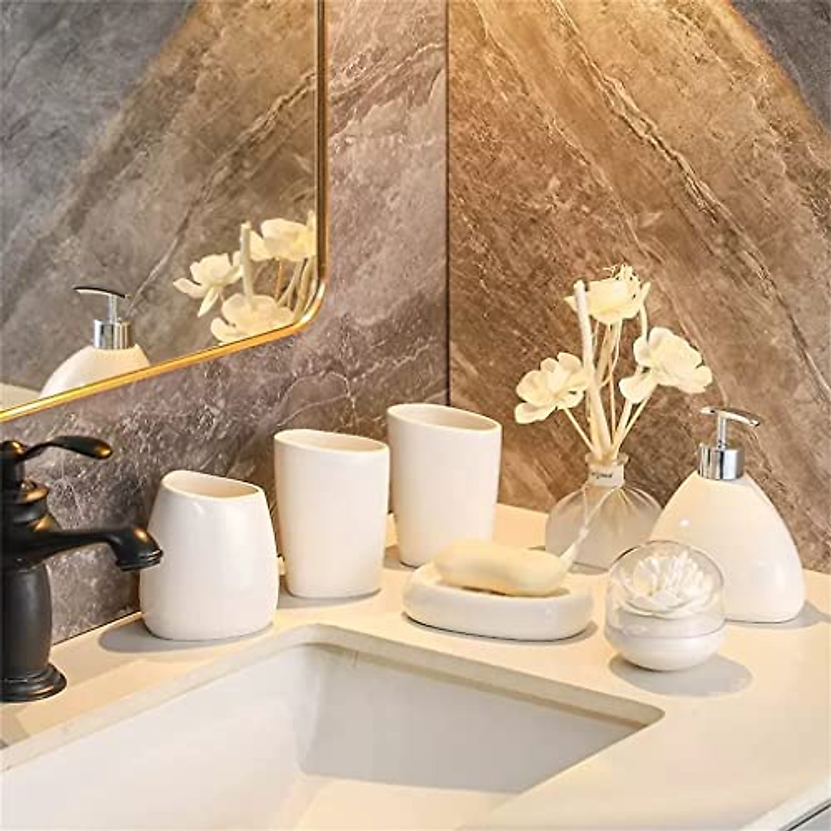 CZDYUF Bathroom Supplies Set Wedding Wash Cup Set Bathroom Five-Piece Set European Ceramic Wash