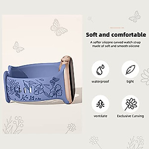 3 Pack Floral Engraved Bands Compatible with Apple Watch Band 40mm 41mm 38mm 42mm 44mm 45mm 49mm Women,Soft Silicone Cute Wildflowers Sport Laser Strap for iWatch Bands Series Ultra SE 8 6 5 4 3 2 1
