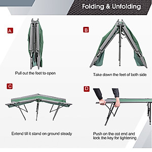 PORTAL Portable Adults Outdoor Bed Camp Cots for Sleeping with Carry Bag for Home, Travel, Office, Beach, Support up to 300lbs, Green
