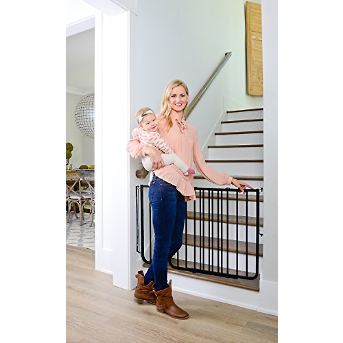 Cardinal Gates SS30 Stairway Special Baby Gate for Stairs - Adjustable Indoor Dog Gate - Aluminum Safety Gate for Kids & Pets - Can be Installed at Angles - 27 to 42.5 Inches Wide - White