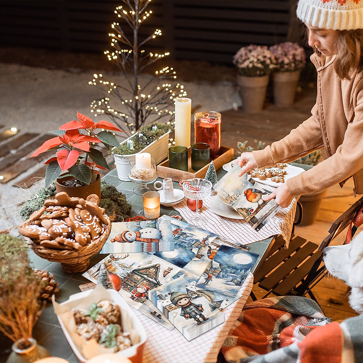 Winter Theme Napkins,40pcs Winter Wonderland Cocktail Napkins Snowman Winter Paper Napkins for Winter Christmas Holiday Bathroom Decorations